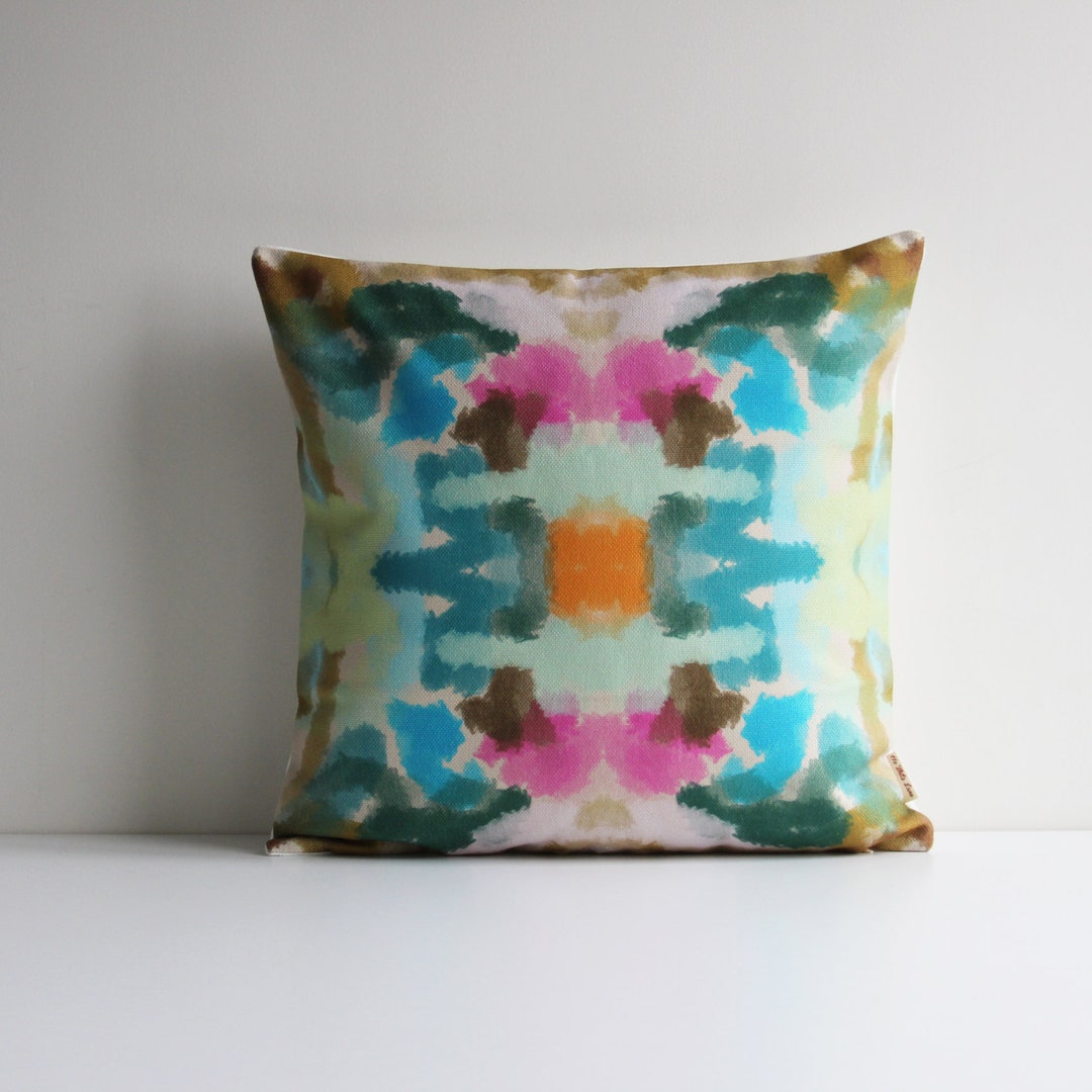 Colorful Blue Pink Abstract Throw Pillow Cover - Abstract Decor Cushion ...