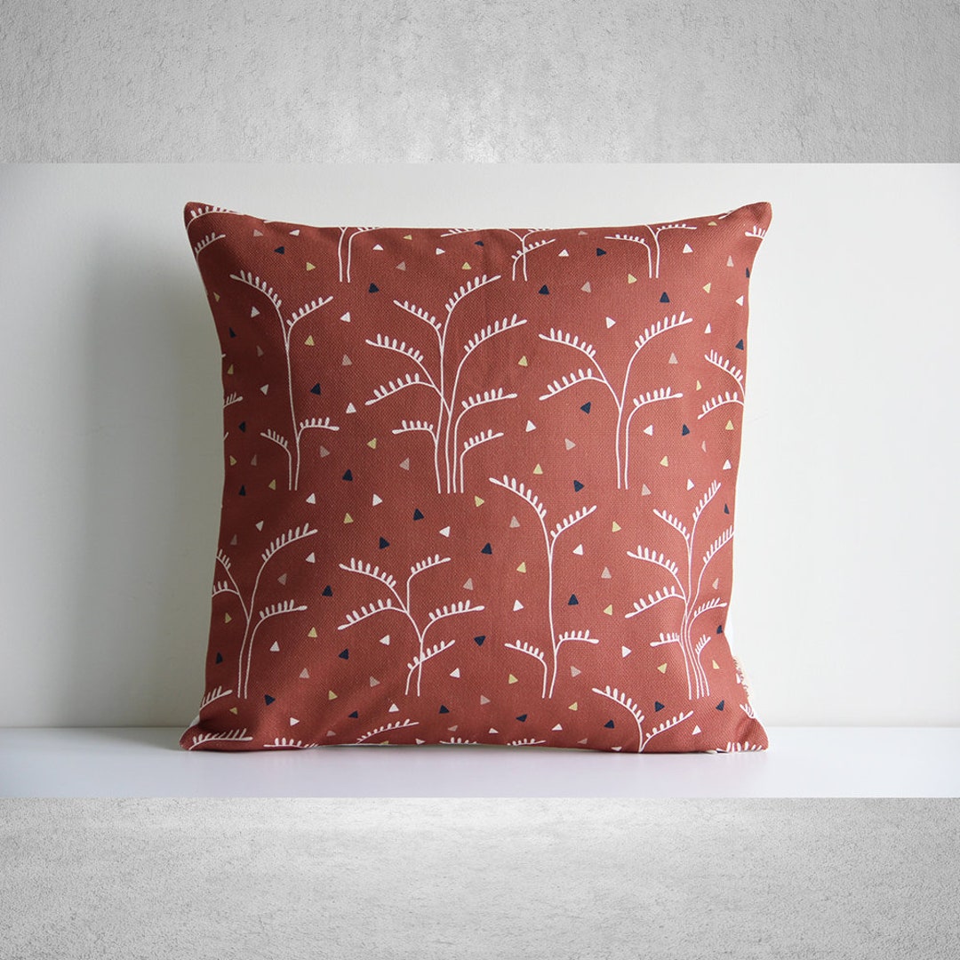 Boho Clay /golden Colorway Botanical Throw Pillow Cover - Scandinavian ...