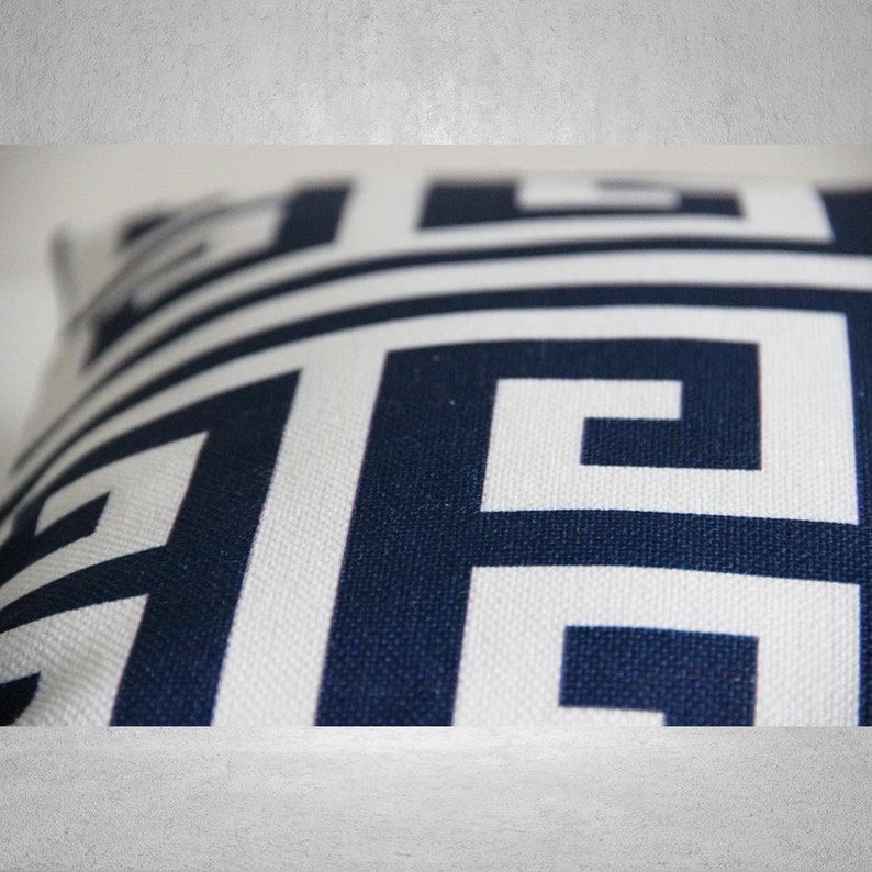 Navy Greek Key Throw Pillow Cover Geometric Decorative | Etsy