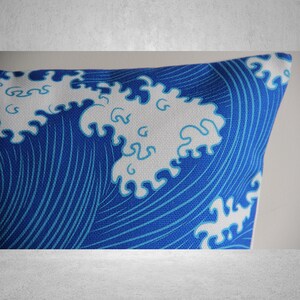 Blue Ocean Waves Decorative Throw Pillow Cover - Tropical Decor Cushion ...