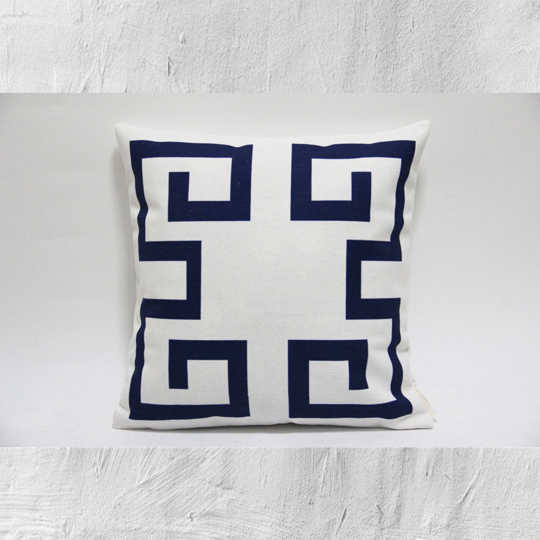 Navy Greek Key Throw Pillow Cover: Geometric Home Decoration - Etsy