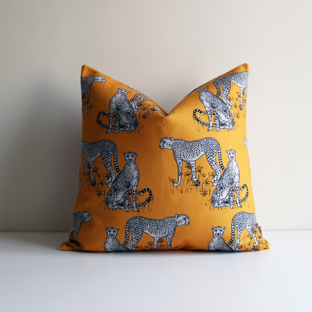 Curcuma/ Marsala/ Blue Leopard Throw Pillow Cover - Panther Decor ...