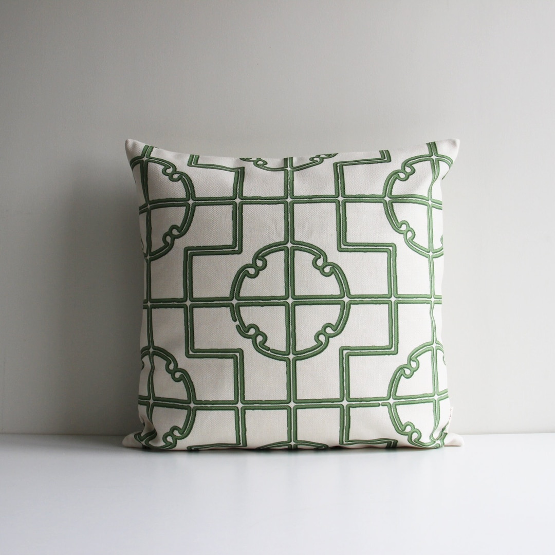 Jade /canary /lacquer Chinoiserie Geometric Throw Pillow Cover - Etsy