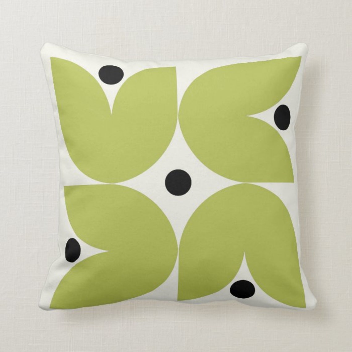 Chartreuse Black Tulip Throw Pillow Cover Cotton Linen | Etsy