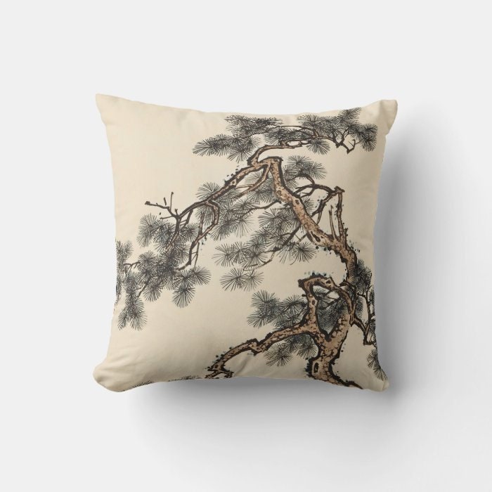 Pine Branches Chinoiserie Throw Pillow Cover Plants Asian - Etsy