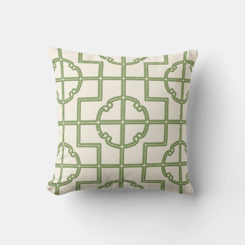 Jade /canary /lacquer Chinoiserie Geometric Throw Pillow Cover - Etsy