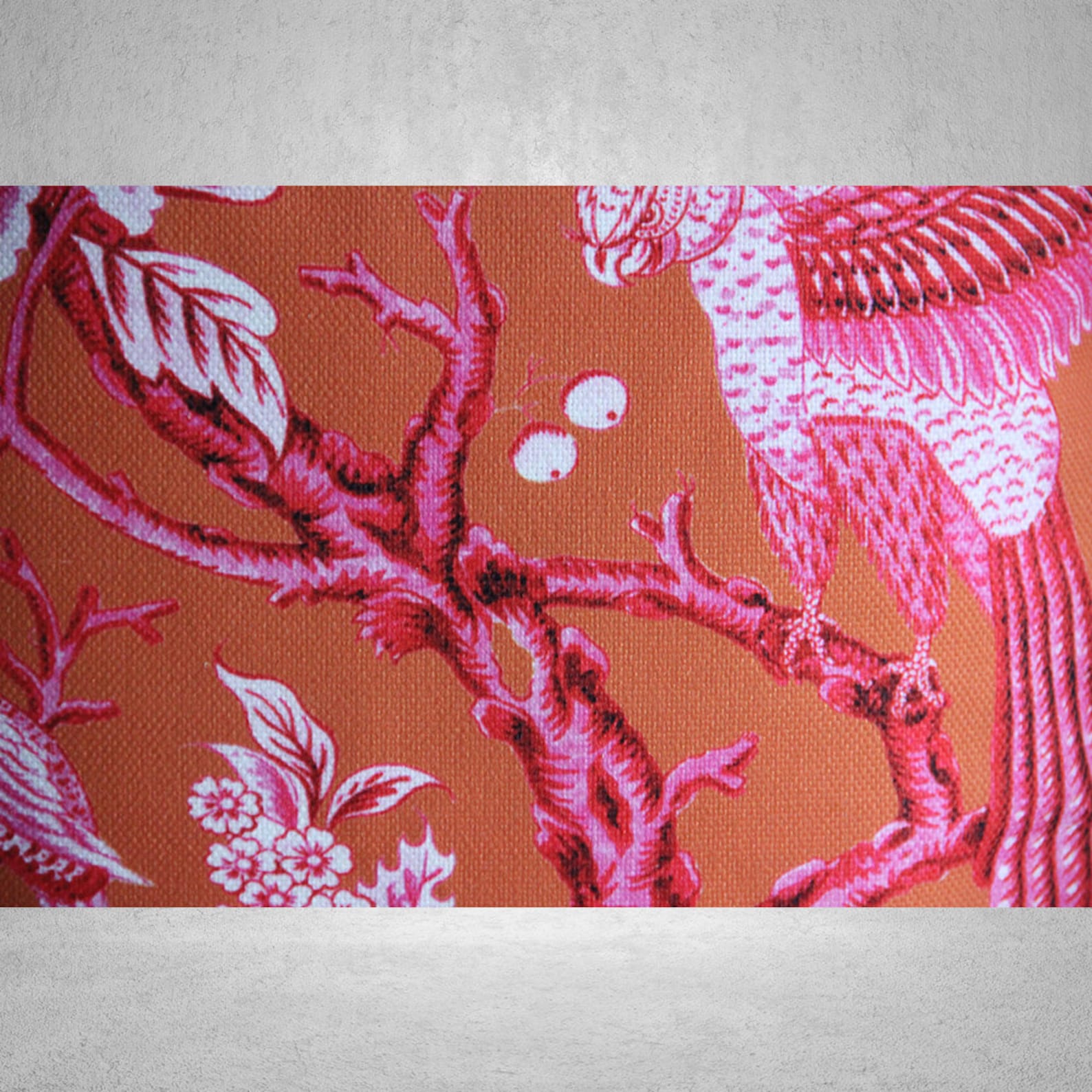 Orange Toile Art Pillow Cover Chinoiserie Maximalist Pillow Cover 18x18 ...