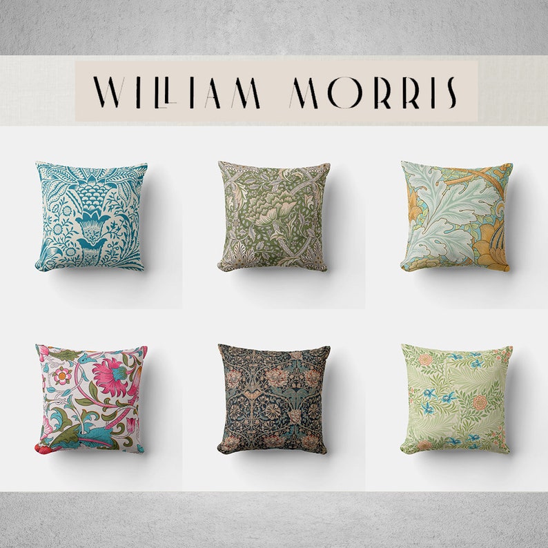 William Morris Pattern Throw Pillow Cover Morris Art Cushion - Etsy