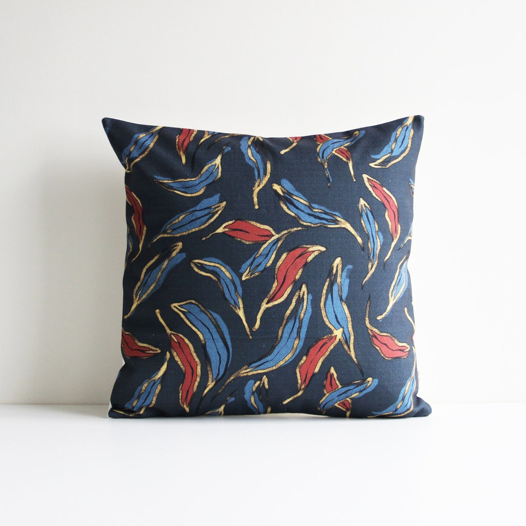 Golden Red Blue Nature Leaves Morden Throw Pillow Cover - Nature Plant ...