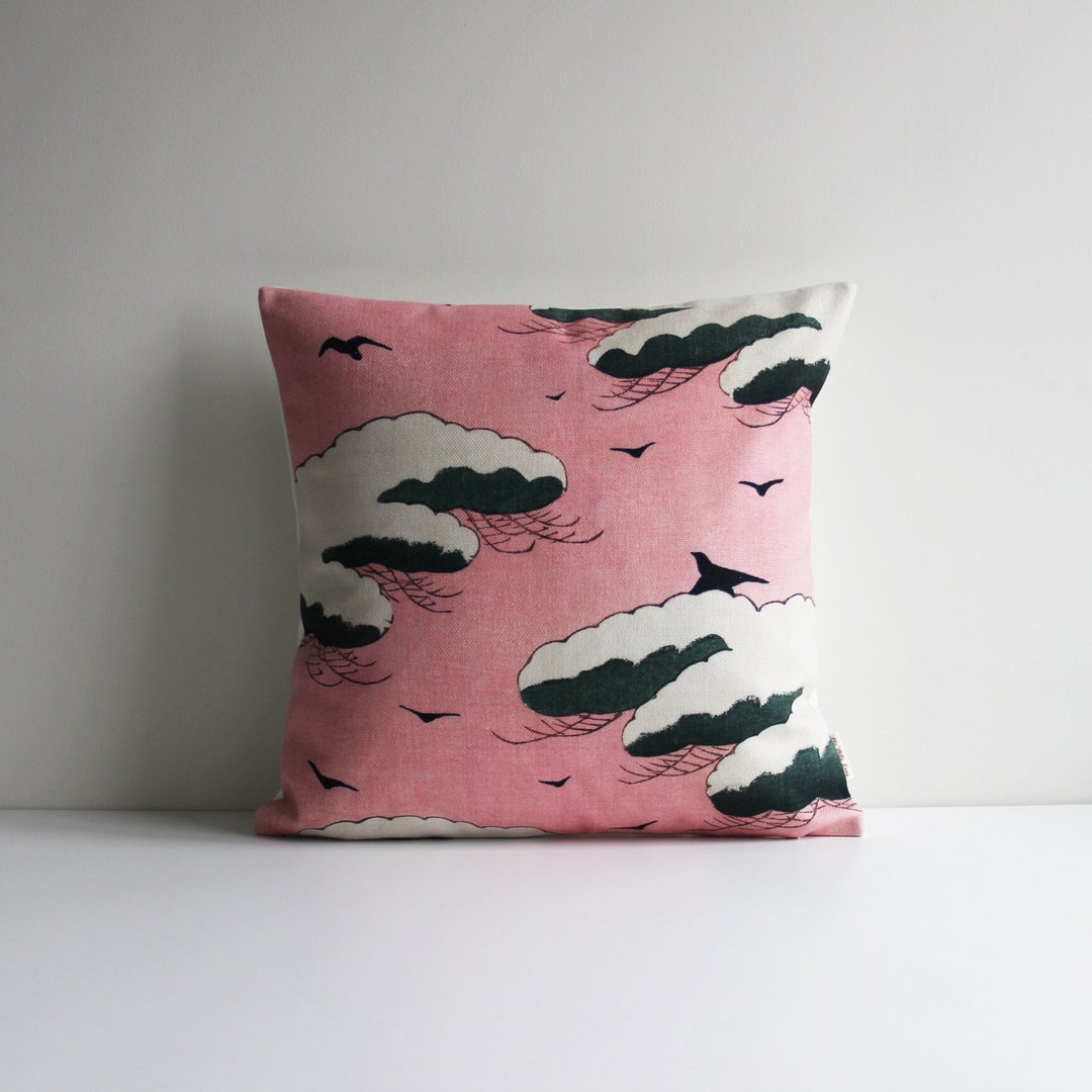 Japanese Ancient Pink Sky Pattern Throw Pillow Cover - Asian Style ...