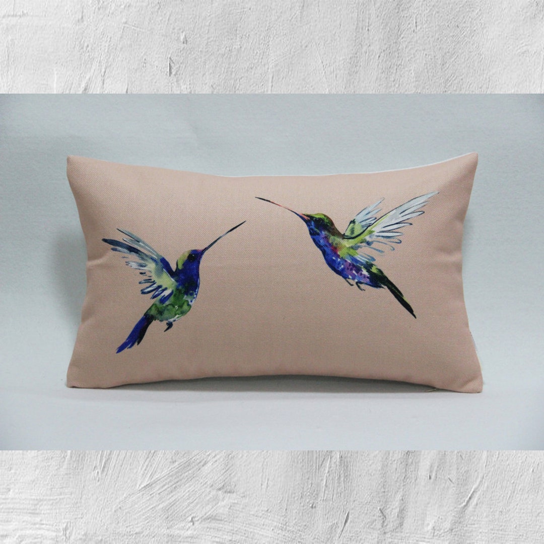 Hummingbirds Decor Cushion Cover, Rectangle Decorative Pillow Cover ...