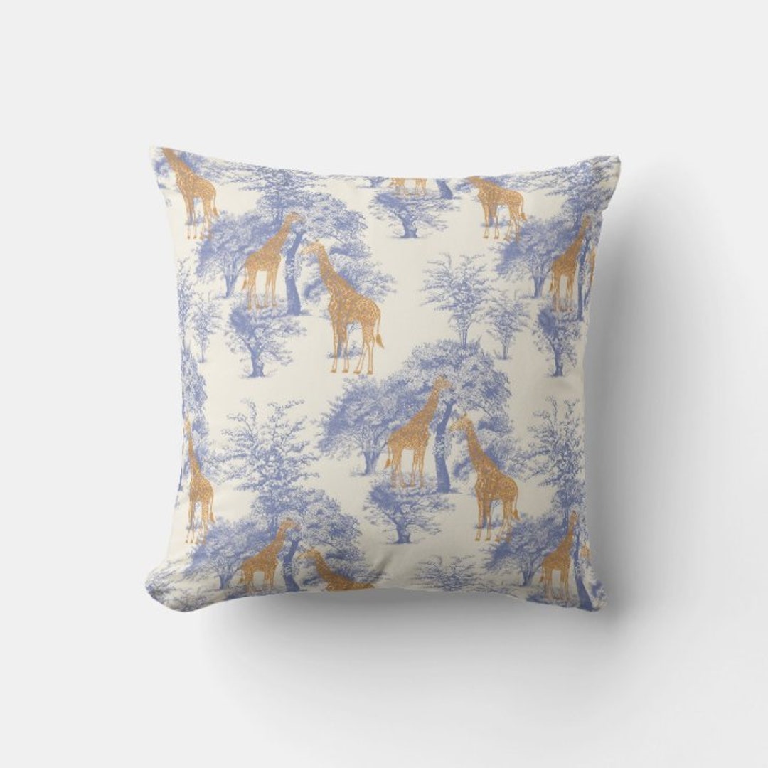 Toile Art Giraffe Toile De Jouy Throw Pillow Cover Animals Pillow Case ...