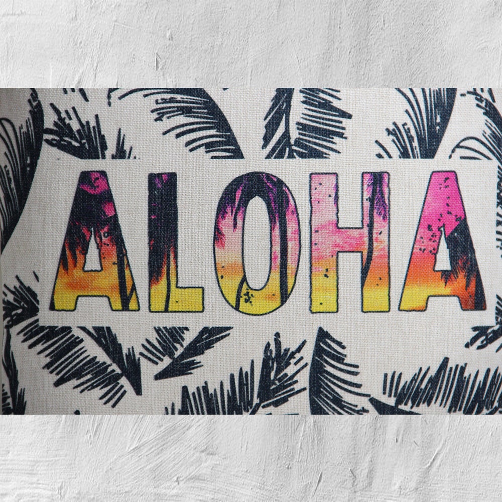 Aloha Palm Tree Leaves Decor Cushion Cover Tropical | Etsy