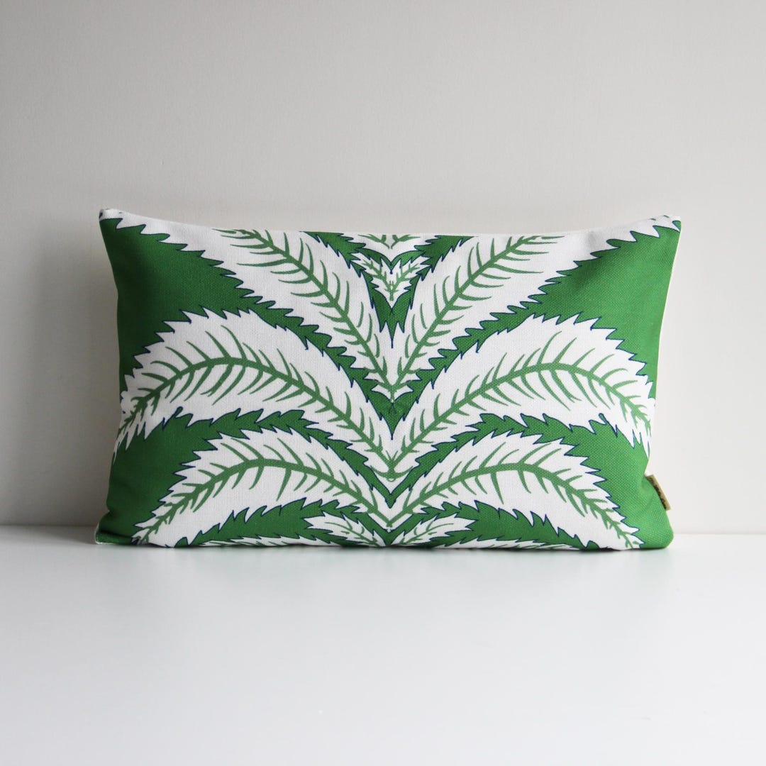 Botanical Palm Tree White Leaves Throw Pillow Cover - Green Palm Tree ...