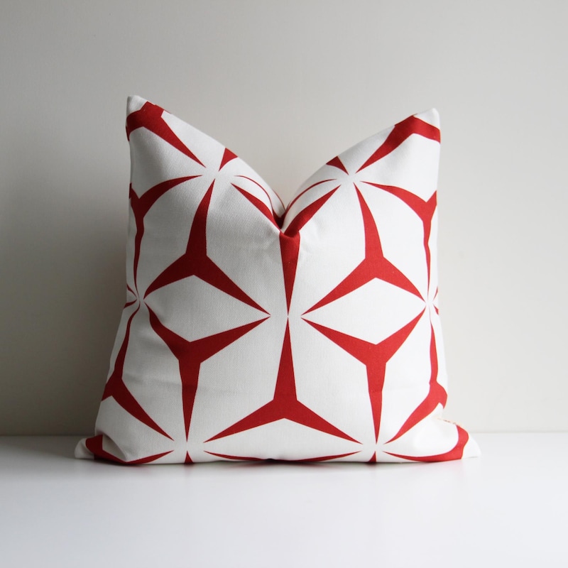 Red Geometric Pillow - Etsy