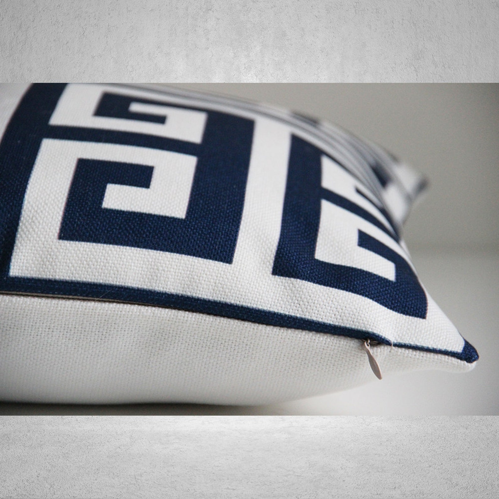Navy Greek Key Throw Pillow Cover Geometric Decorative | Etsy