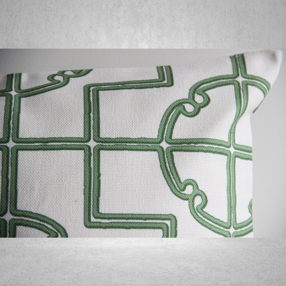 Jade /canary /lacquer Chinoiserie Geometric Throw Pillow Cover ...