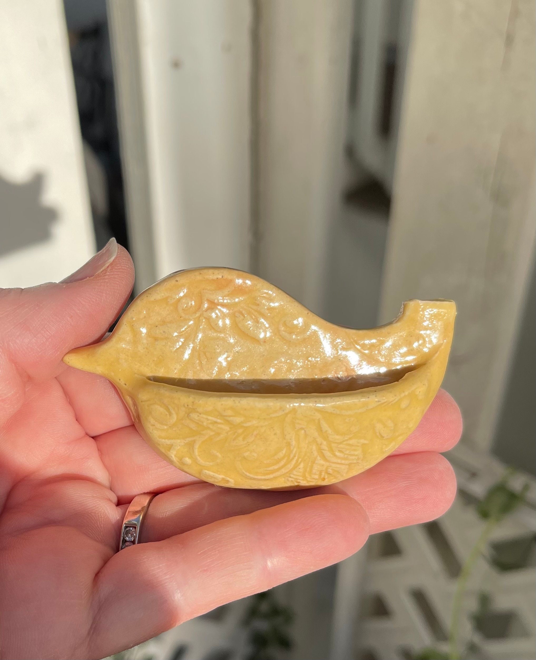 Handmade Pottery Ceramic Bird Magnets With Pocket for Notes, Flowers ...