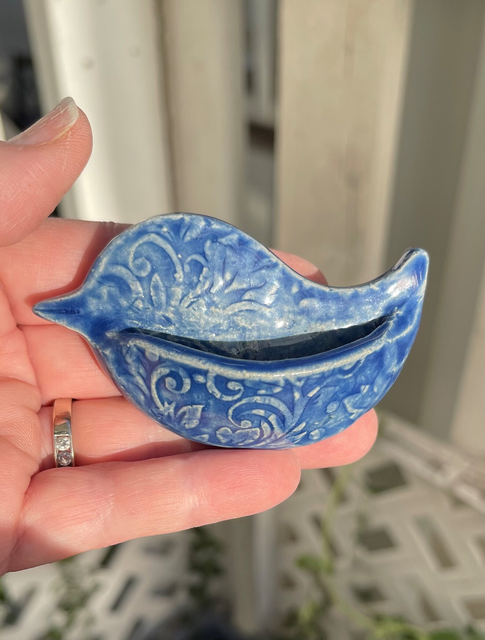 Handmade Pottery Ceramic Bird Magnets With Pocket for Notes, Flowers ...