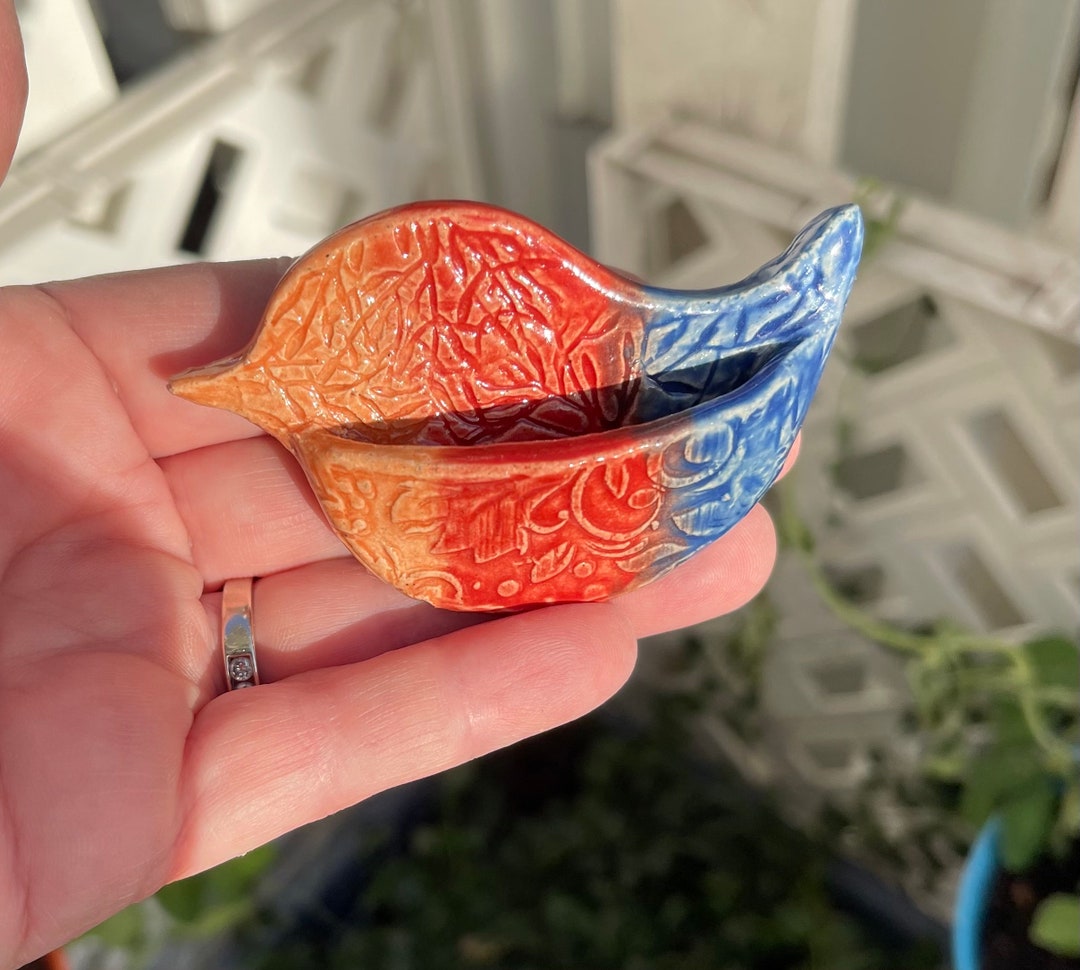 Handmade Pottery Ceramic Bird Magnets With Pocket for Notes, Flowers ...