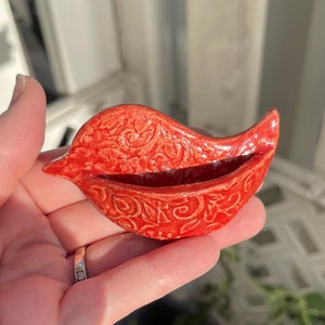 Handmade Pottery Ceramic Bird Magnets With Pocket for Notes, Flowers ...