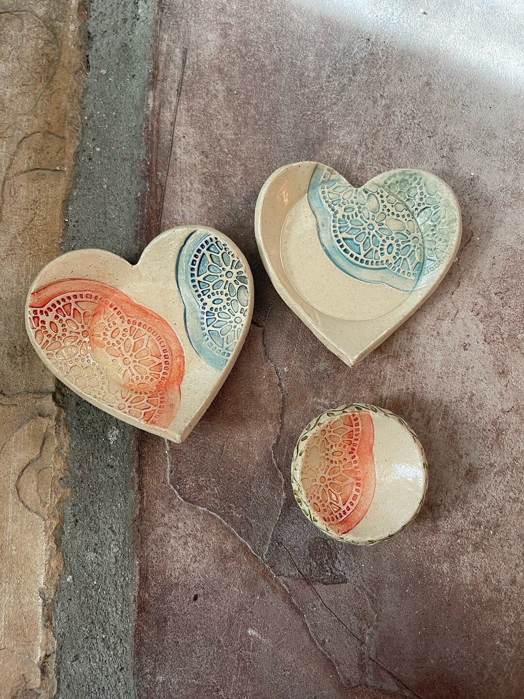 Handmade Pottery Ceramic Heart Dish, Ring Dish, Votive Holder, Tea Bags ...