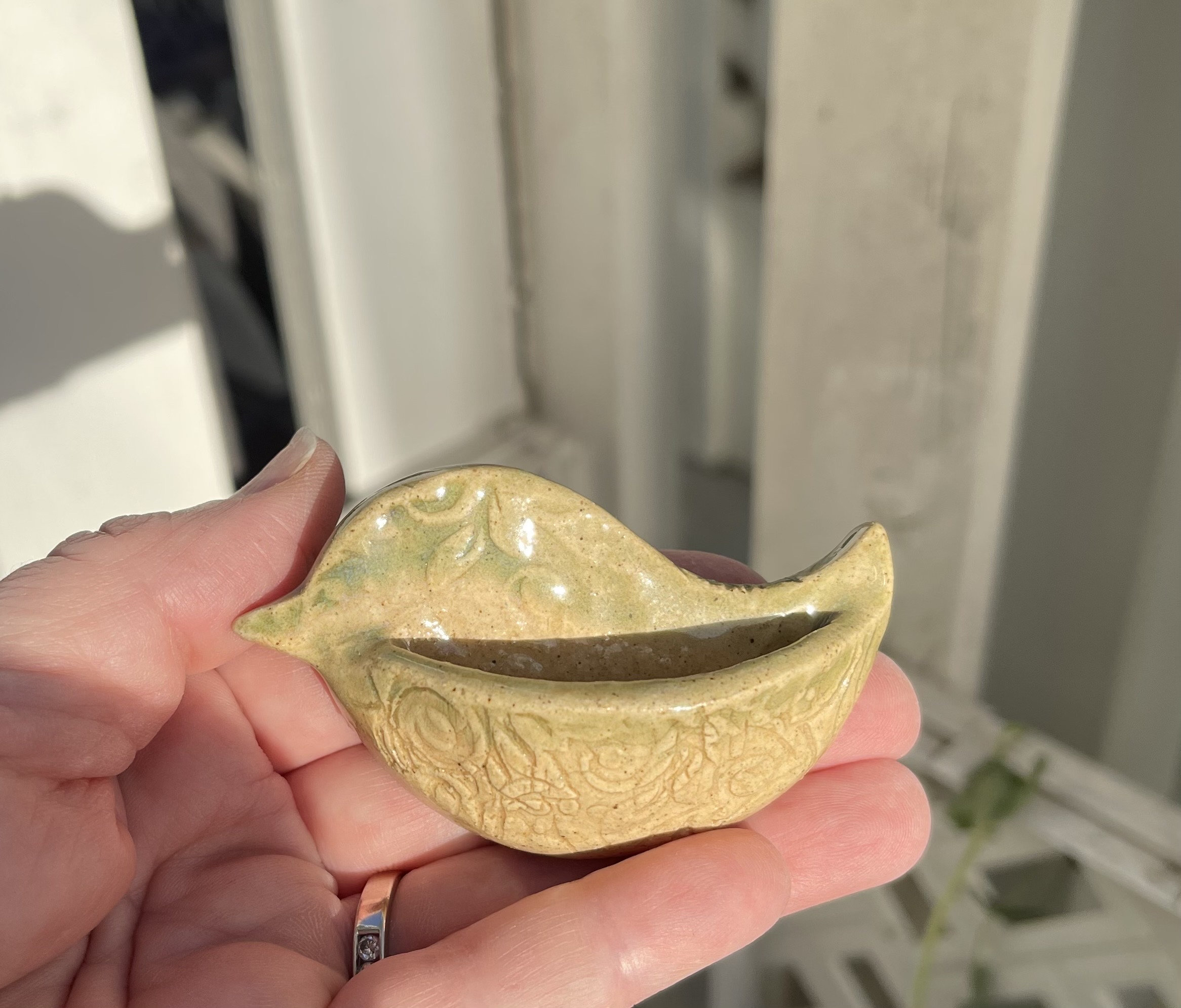 Handmade Pottery Ceramic Bird Magnets With Pocket for Notes, Flowers ...