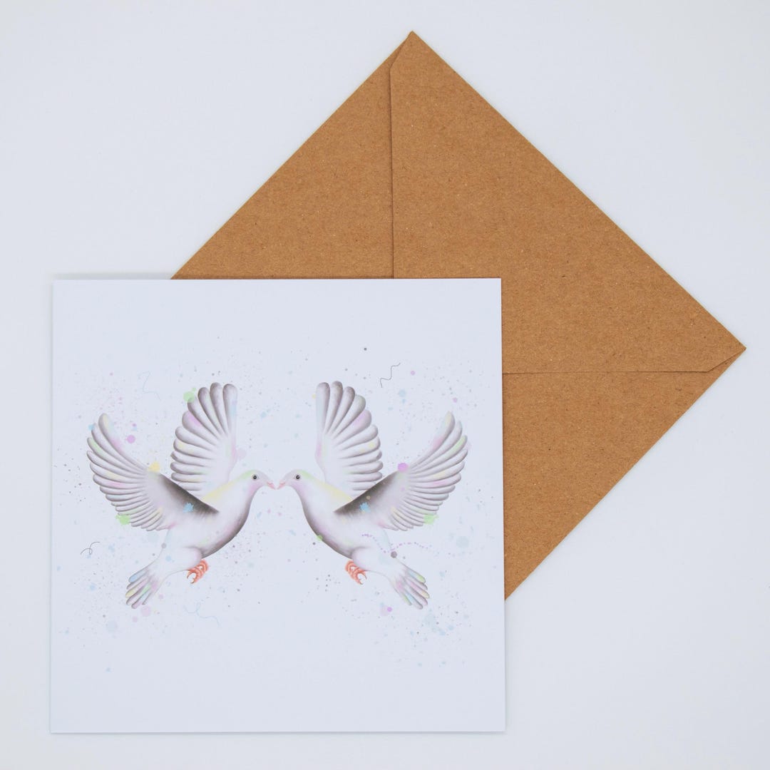 Hand-drawn Love Doves Card | Digital Illustration | Greeting Card for ...