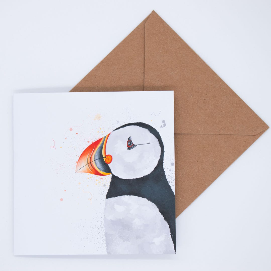 Hand-drawn Puffin Card | Digital Illustration | Greeting Card for Any ...