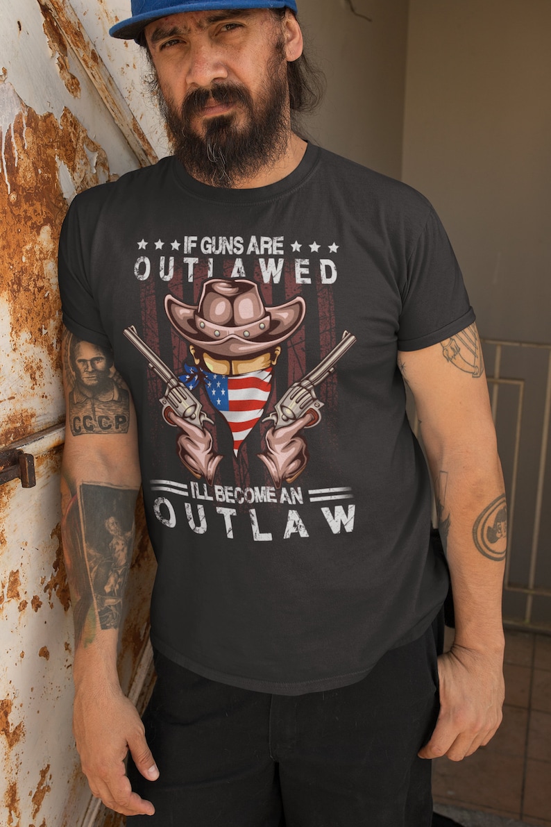Outlaw Shirt Biker Style American Flag Guns Cowboy Shirt - Etsy