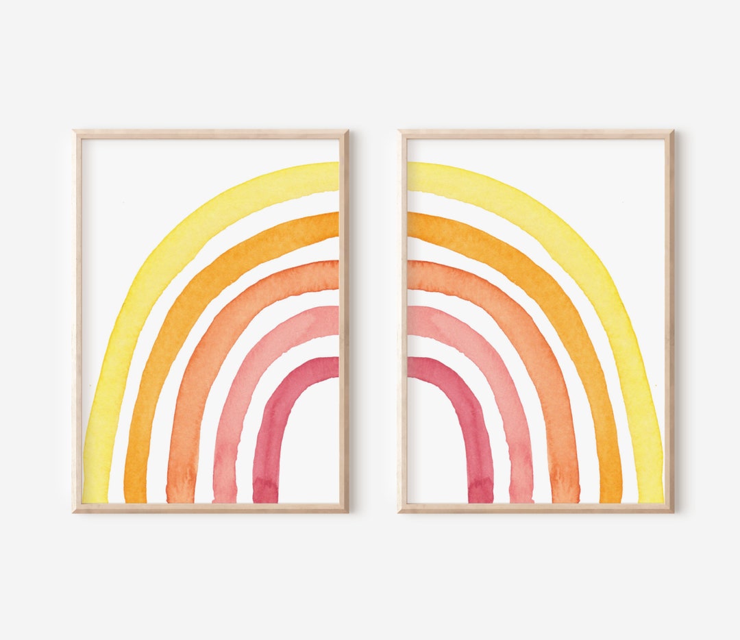 Rainbow Prints, Set of 2 Split Rainbow Wall Art, Rainbow Nursery Decor ...