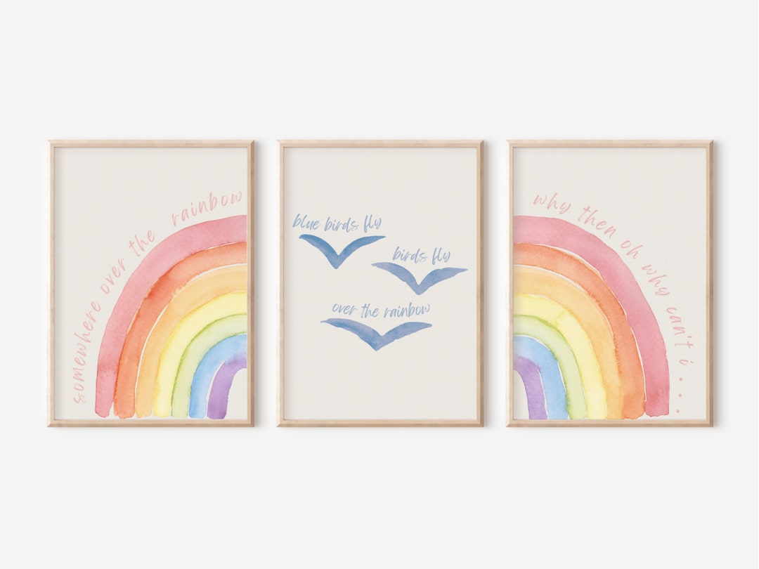 Rainbow Nursery Prints: Watercolor Art, Set of 3 - Etsy