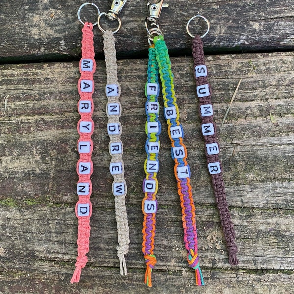 Letter Bead Keychain - Etsy