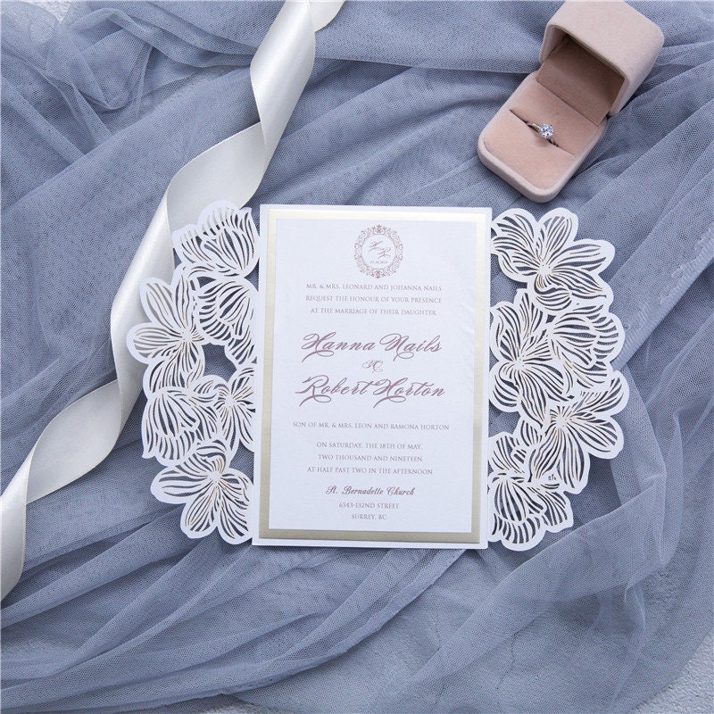 Flower Laser Cut Invitation - Nature - Floral Wedding Invitation - Gate ...
