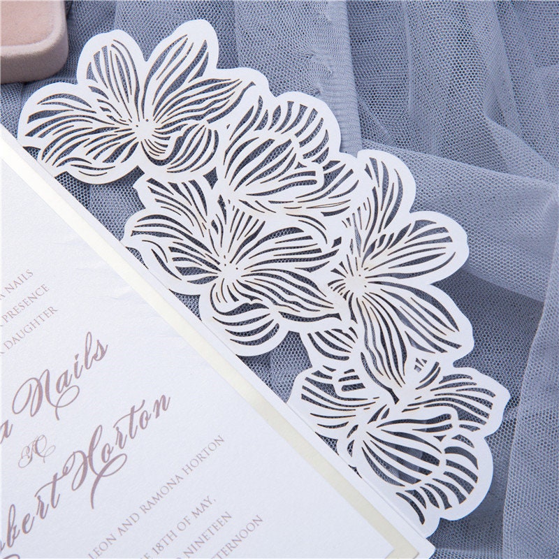 Flower Laser Cut Invitation - Nature - Floral Wedding Invitation - Gate ...