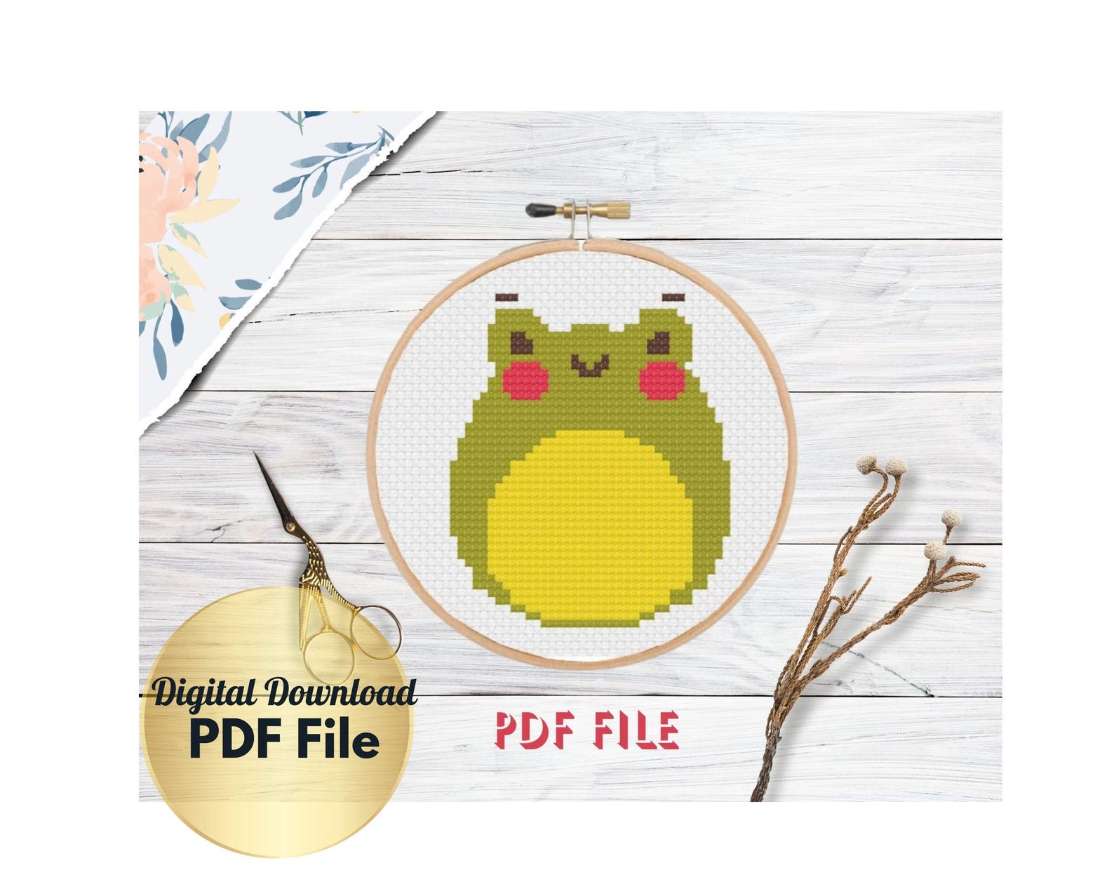 Bogart the Cute Frog- Counted Cross Stitch / Easy / Beginner Design ...