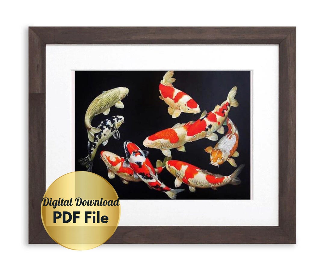 9 Lucky Koi Cross Stitch Pattern: Japanese Fish (PDF File) - Etsy