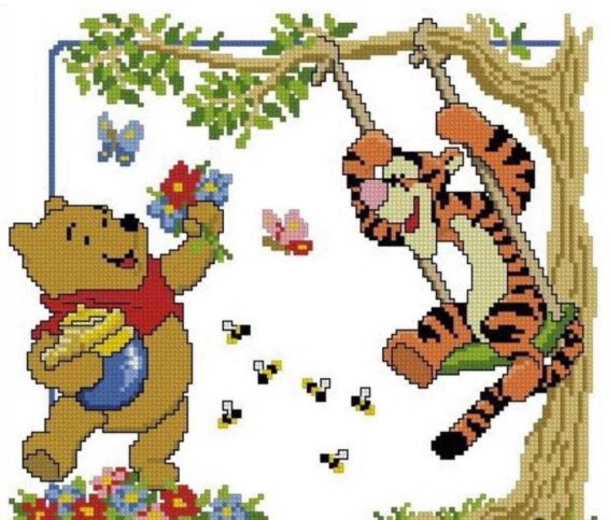 Cross Stitch Pattern - Winnie and Tiger -simple, Easy, Beginner Counted ...