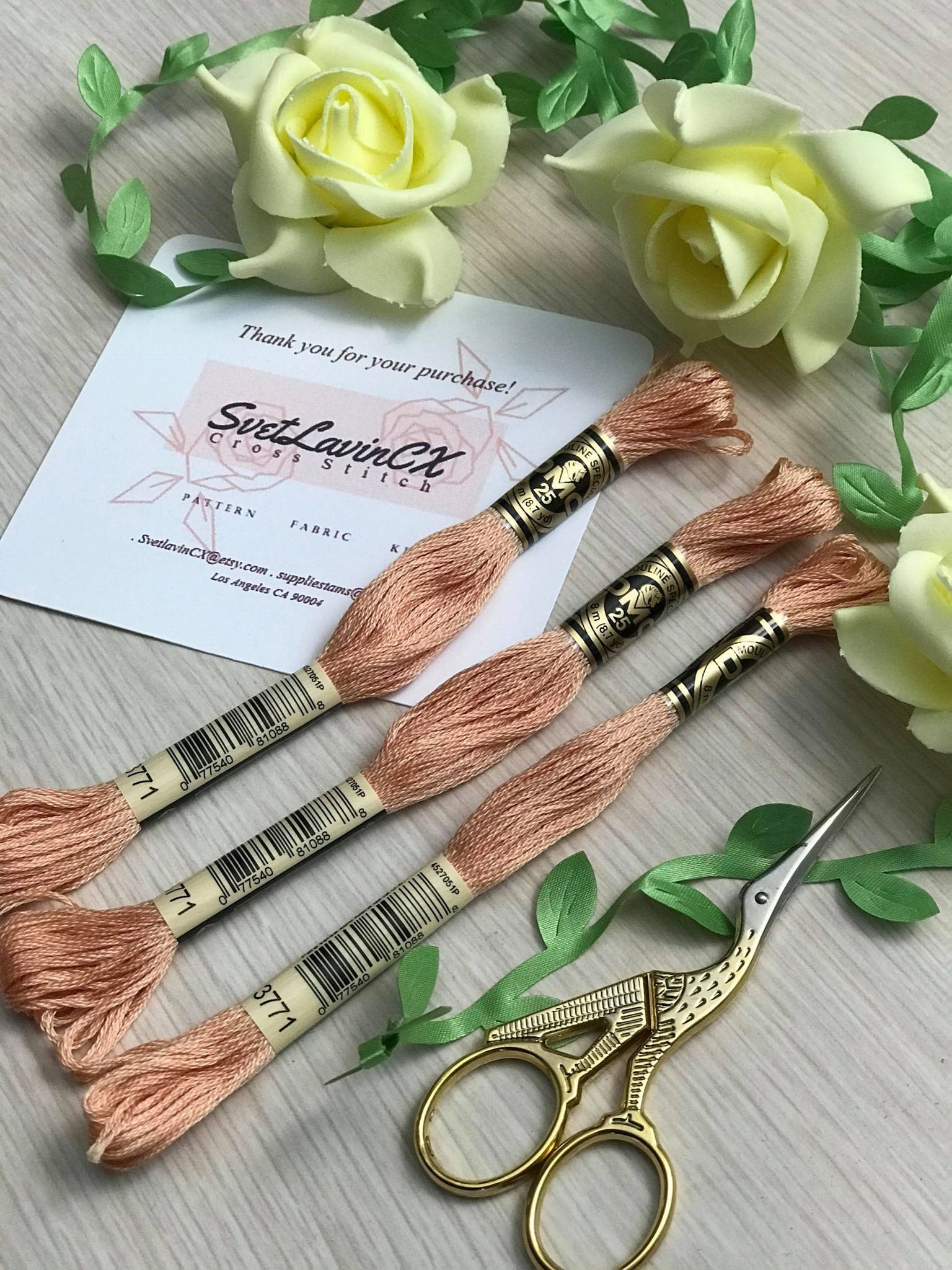 DMC 3771 Sandy ROSE Embroidery Cotton Floss, 2 Skeins, 6 Strand, for ...