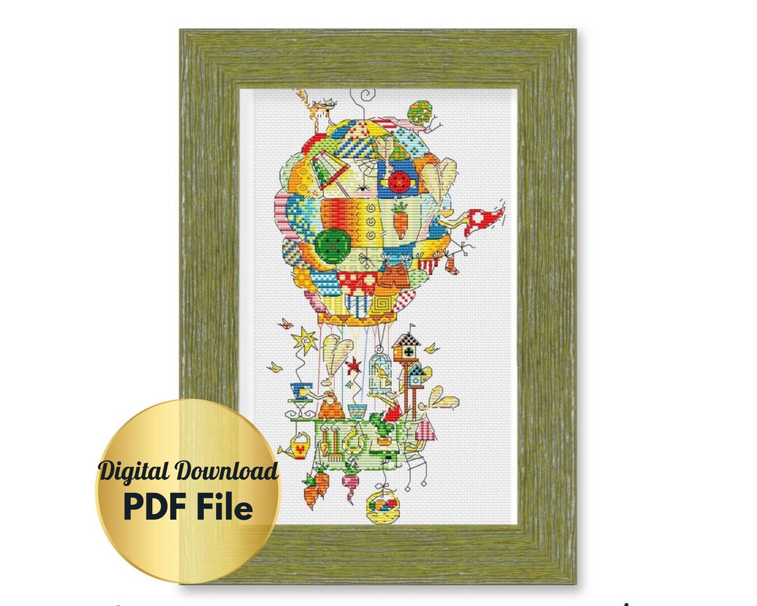 Cross Stitch Pattern - Home Balloon Flight -counted Cross Stitch ...