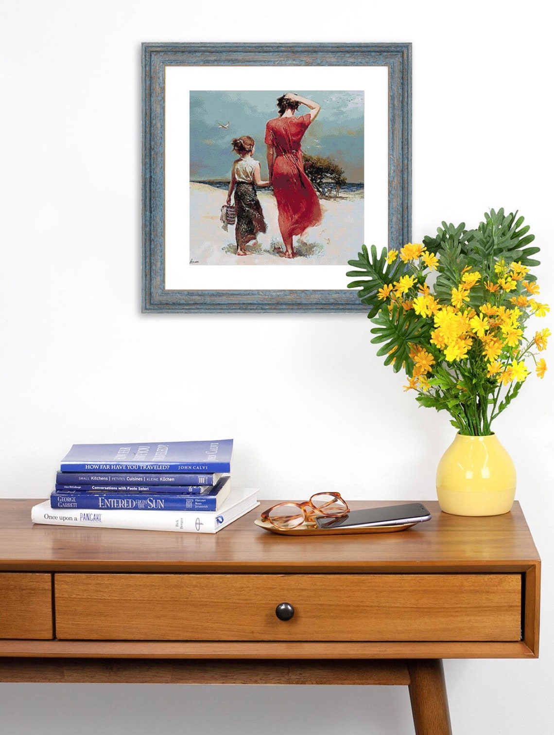 Cross Stitch Pattern - Mother and Daughter at the Shore -counted Cross ...
