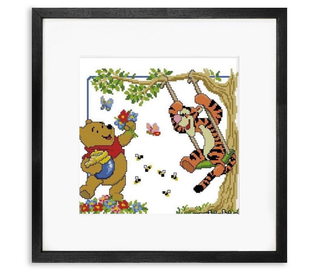 Cross Stitch Pattern - Winnie and Tiger -simple, Easy, Beginner Counted ...