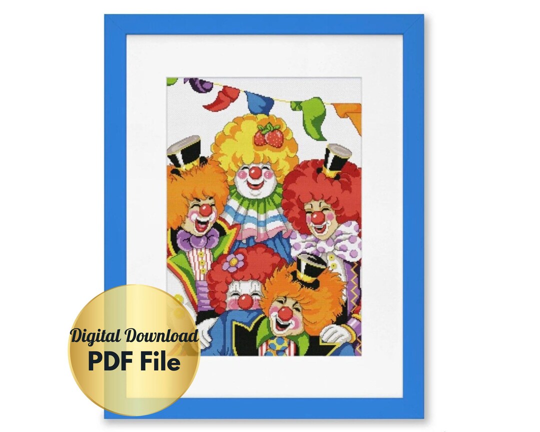 Cross Stitch Pattern - the Clowns - Easy Cross Stitch Pattern Design ...