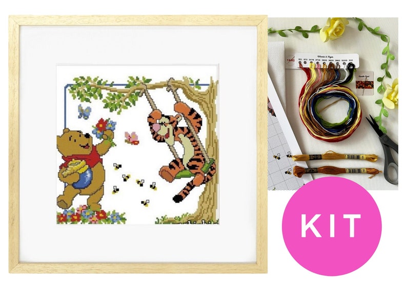Winnie and Tigger Simple, Easy, Beginner Counted Cross Stitch Design in ...