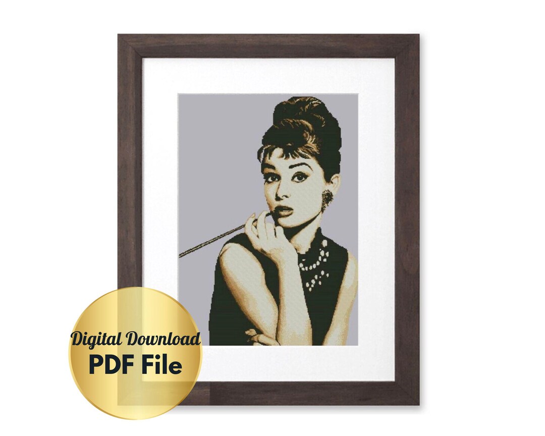 Cross Stitch Pattern - Audrey Hepburn Breakfast at Tiffany's Iconic ...