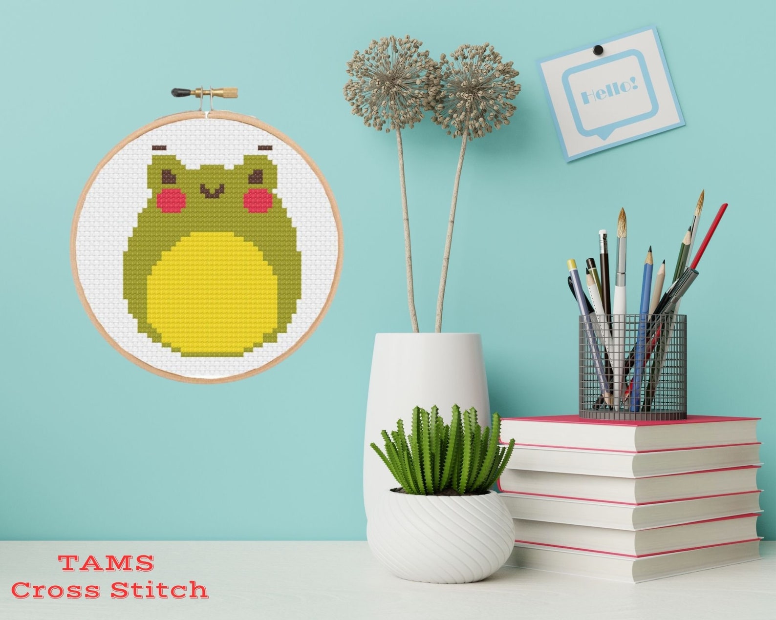 Bogart the Cute Frog- Counted Cross Stitch / Easy / Beginner Design ...