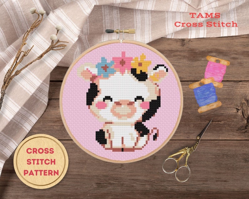 Cross Stitch Pattern - the Cute Cow - Counted Cross Stitch - Easy ...