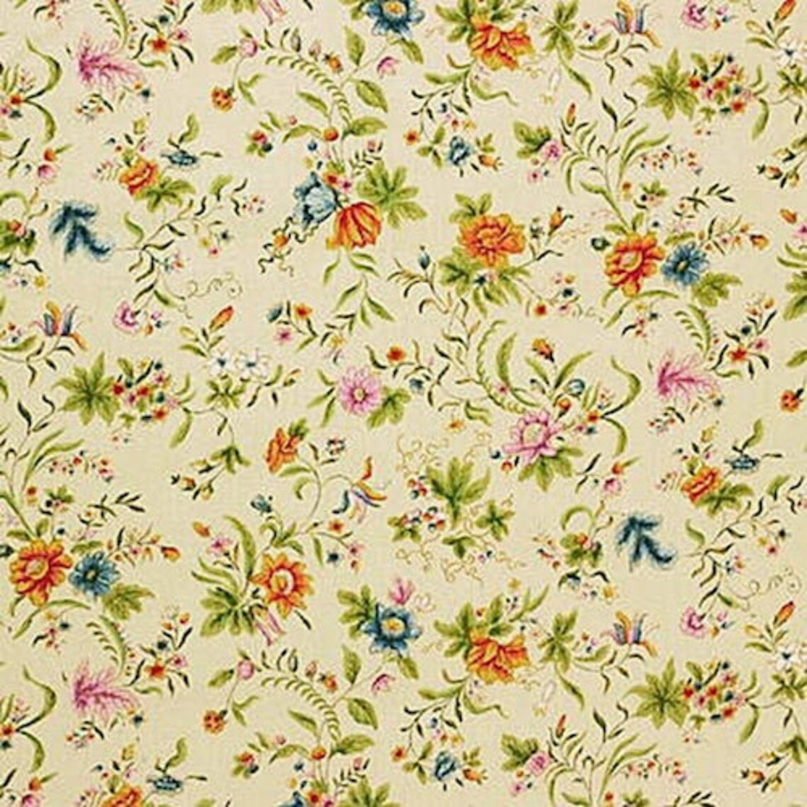 GP & J Baker Queen Anne Chinese Linen Print Multi Upholstery Drapery ...