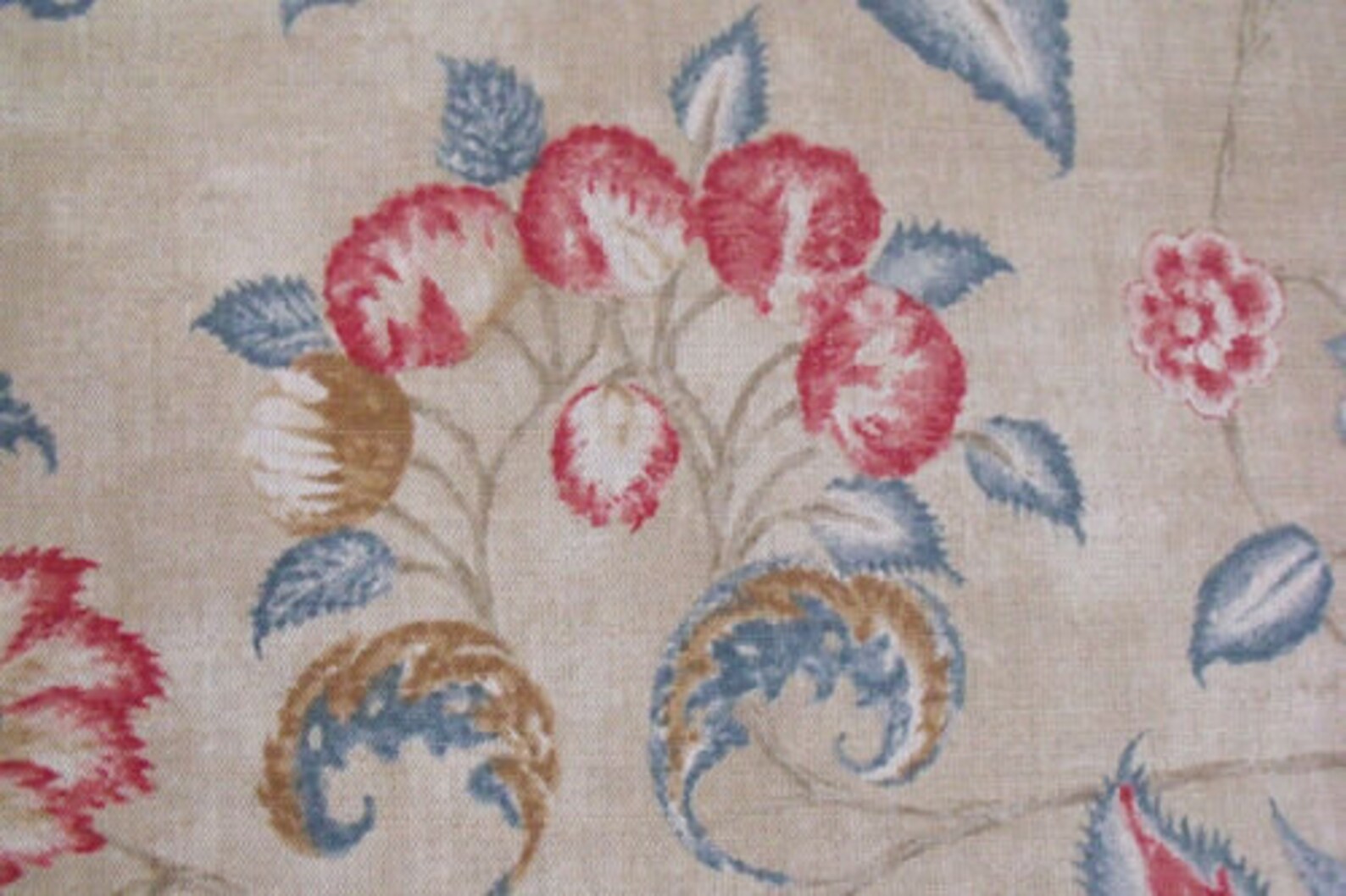 Lee Jofa Coromandel English Print Rose Teal Linen Cotton | Etsy