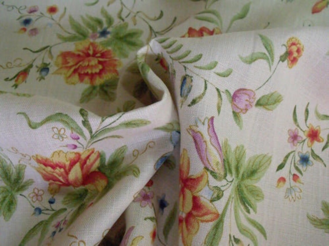 GP & J Baker Queen Anne Chinese Linen Print Multi Upholstery Drapery ...
